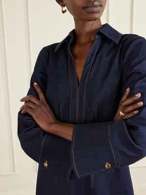 Veronica Beard Raymond Denim Mini Shirt Dress