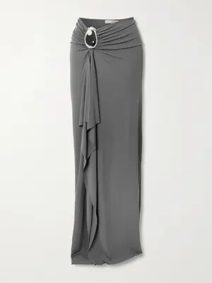 Christopher Esber Orica Asymmetric Embellished Jersey Maxi Skirt