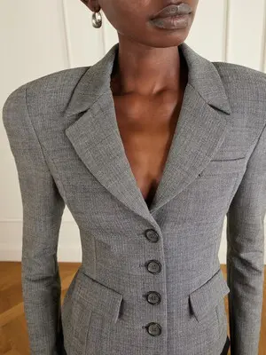 Magda Butrym Cropped Stretch-wool Blazer - Gray