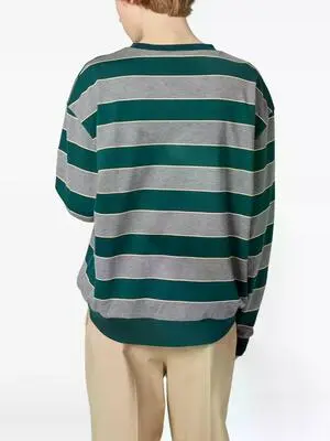 Miu Miu Striped Logo-patch Sweatshirt - Green