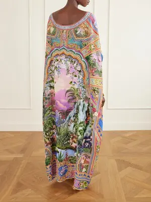 Camilla Crystal-embellished Printed Silk Kaftan