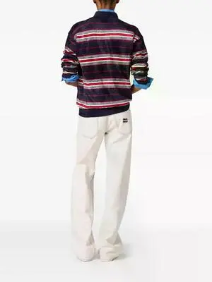 Miu Miu Striped Half-zipper Chenille Sweater - Blue