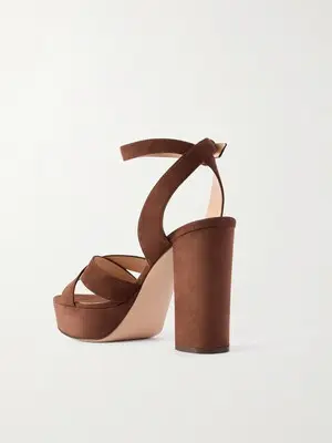 GIANVITO ROSSI Sabrina 70 Suede Platform Sandals - Brown