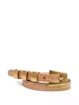 By Far Geometric-buckle Leather Belt - Brown