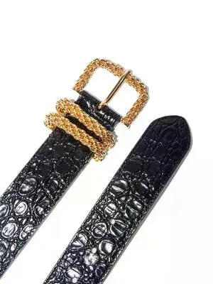 By Far Croco-embossed Leather Belt