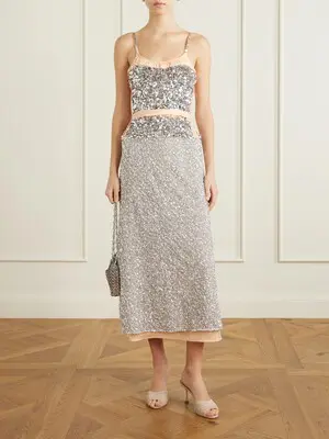 Rabanne Sequin Embellished Chiffon Maxi Dress
