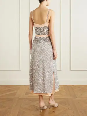 Rabanne Sequin Embellished Chiffon Maxi Dress