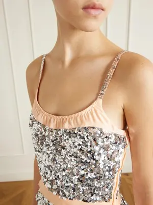 Rabanne Sequin Embellished Chiffon Maxi Dress