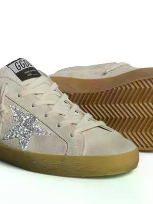 GOLDEN GOOSE Super-star Suede Trainers With Glitter Star Detail - Neutrals