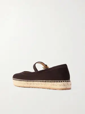GIANVITO ROSSI Elda Suede Espadrille Mary Jane Flats - Brown