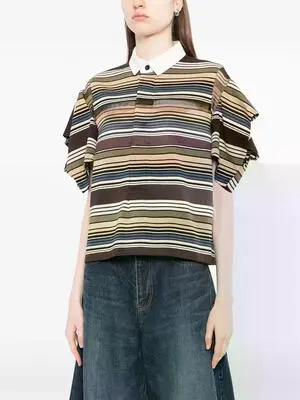 Sacai Striped Polo Top