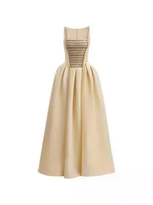 GEMY MAALOUF Squared-neck Beaded Jacquard Dress