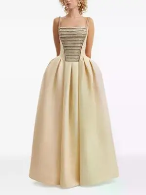 GEMY MAALOUF Squared-neck Beaded Jacquard Dress