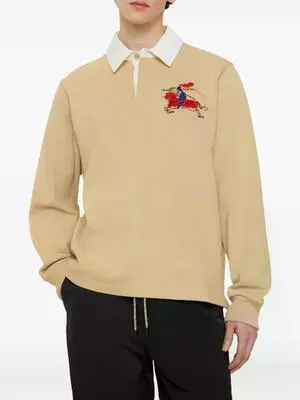 Burberry Embroidered Long-sleeve Polo Shirt
