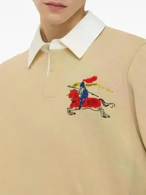 Burberry Embroidered Long-sleeve Polo Shirt