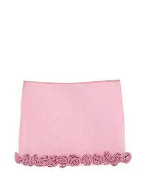 Oseree Mini Skirt With Rose Trim