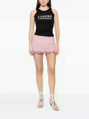 Oseree Mini Skirt With Rose Trim