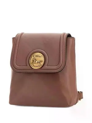 Chloé Mini Leather Backpack With Medal Detail - Brown