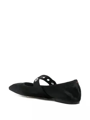 AeydĒ Uma Eyelet Ponyhair Ballerinas - Black