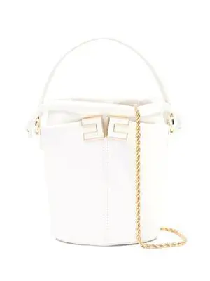 Elisabetta Franchi Logo Mini Bucket Bag - White