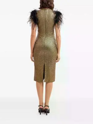 GEMY MAALOUF Sequined Feather Midi Dress