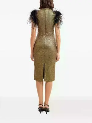 GEMY MAALOUF Sequined Feather Midi Dress