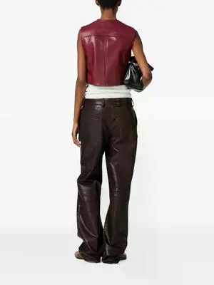 Miu Miu Snap-button Leather Vest - Red