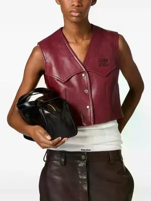 Miu Miu Snap-button Leather Vest - Red