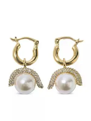 PEARL OCTOPUSS.Y Pearl Embellished Hoop Earrings - Gold