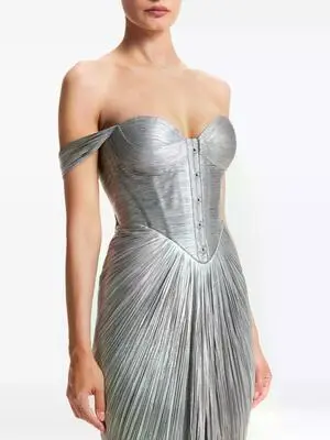 MARIA LUCIA HOHAN Susie Off-shoulder Pleated Dress