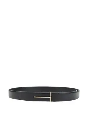 TOM FORD T Buckle Leather Belt - Black