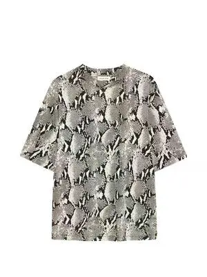 ANINE BING Python Print Cotton T-shirt - Grey