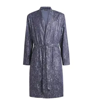 Hanro Cotton Floral Selection Robe - Navy