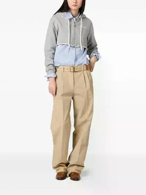 Miu Miu Cropped Raw-edge Zip-up Hoodie