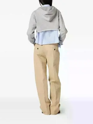 Miu Miu Cropped Raw-edge Zip-up Hoodie