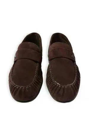 JIMMY CHOO Ellis Logo-detail Suede Loafers - Brown