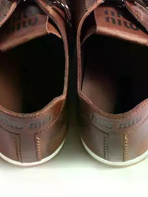 Miu Miu Plume Leather Lace-up Sneakers - Brown