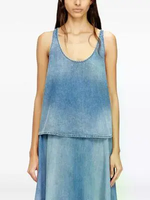 DIESEL® De-misy-s Top Scoop Neck Sleeveless Logo Detail - Blue