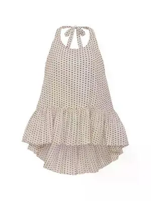 Azeeza Polka-dot Ruffled Tank Top - Neutrals