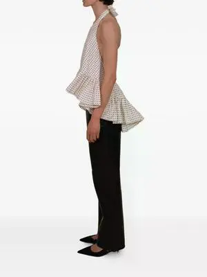 Azeeza Polka-dot Ruffled Tank Top - Neutrals