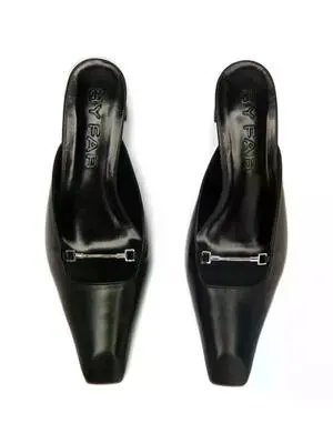 By Far Leda Leather Mules - Black
