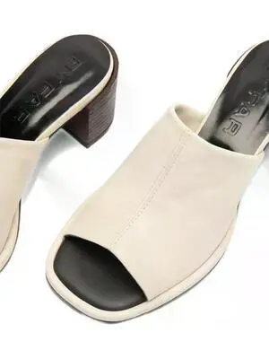 By Far Francisco Square-toe Mules - Neutrals