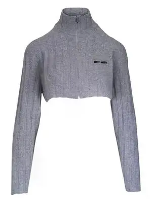 Miu Miu Ribbed Knit Zip Cardigan