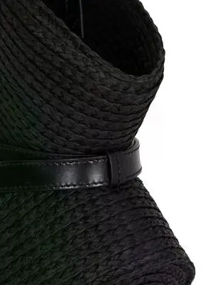 Balmain Medium Shuffle Raffia Belted Tote - Black