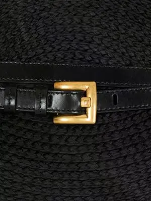 Balmain Medium Shuffle Raffia Belted Tote - Black