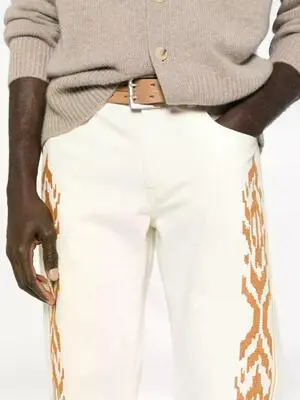 MARANT Lewys Embroidered Jeans - Neutrals