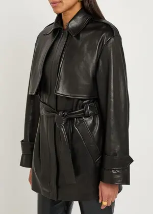 Nour Hammour Priya Belted Leather Jacket