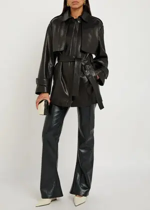 Nour Hammour Priya Belted Leather Jacket