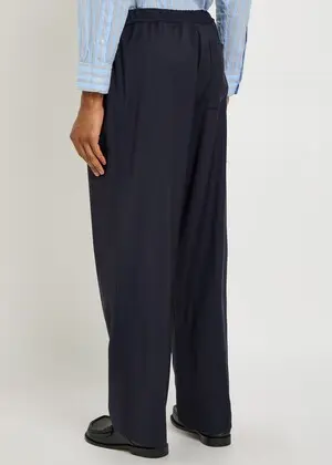 Officine Générale Nilson Wide-leg Wool Trousers - Navy