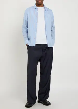 Officine Générale Nilson Wide-leg Wool Trousers - Navy